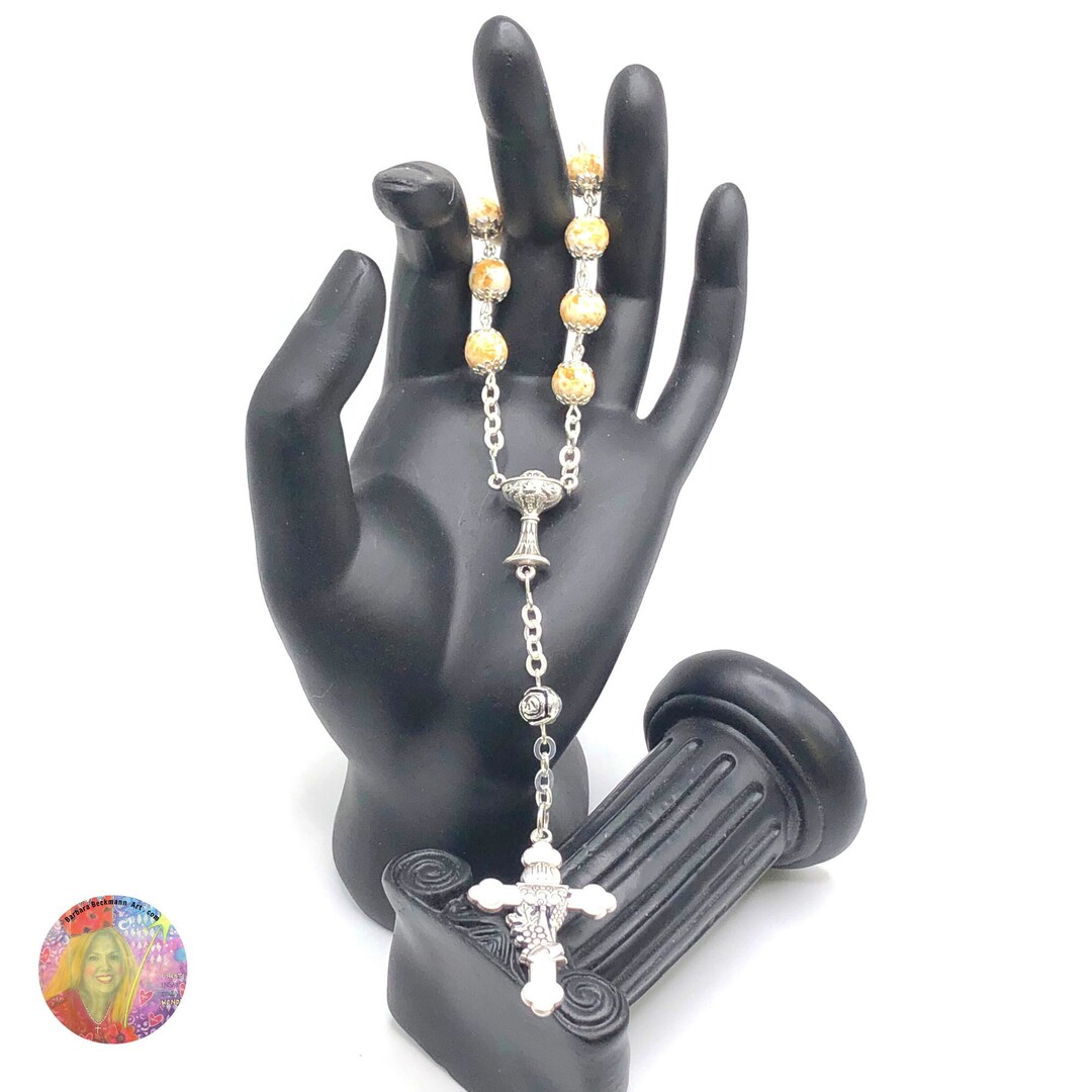 First Holy Communion Chaplet, Flower Petal Beads Made Using YOUR Dried ...
