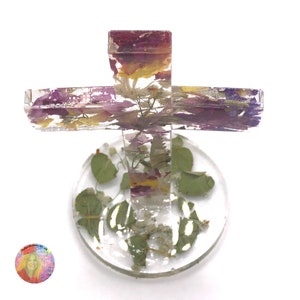 Resin Cross and Stand Made Using Your Dried Flower Petals, Funerals ...