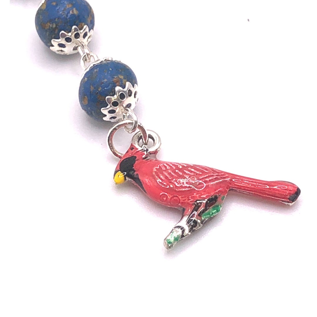 Cardinal Bird Memorial Keychain Made Using YOUR Dried Flower Petals ...