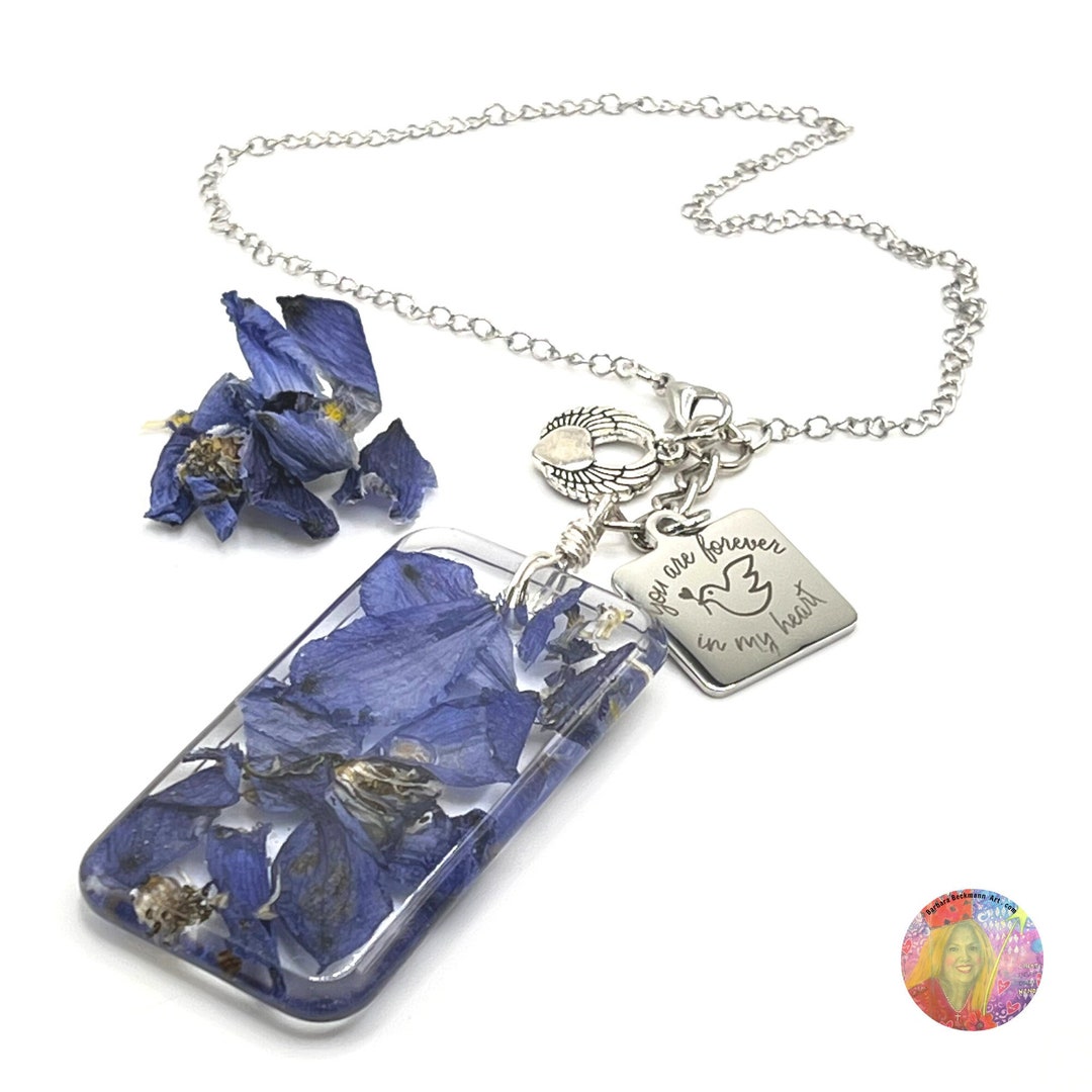 Memorial Flower Car Charm: Funeral Flower Keepsake With Angel Wings - Etsy