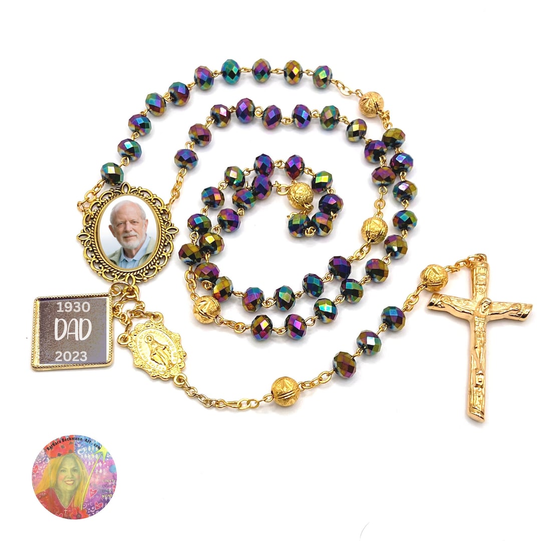 Personalized Photo Rosary With Name Charm — Memorial Catholic Gift ...