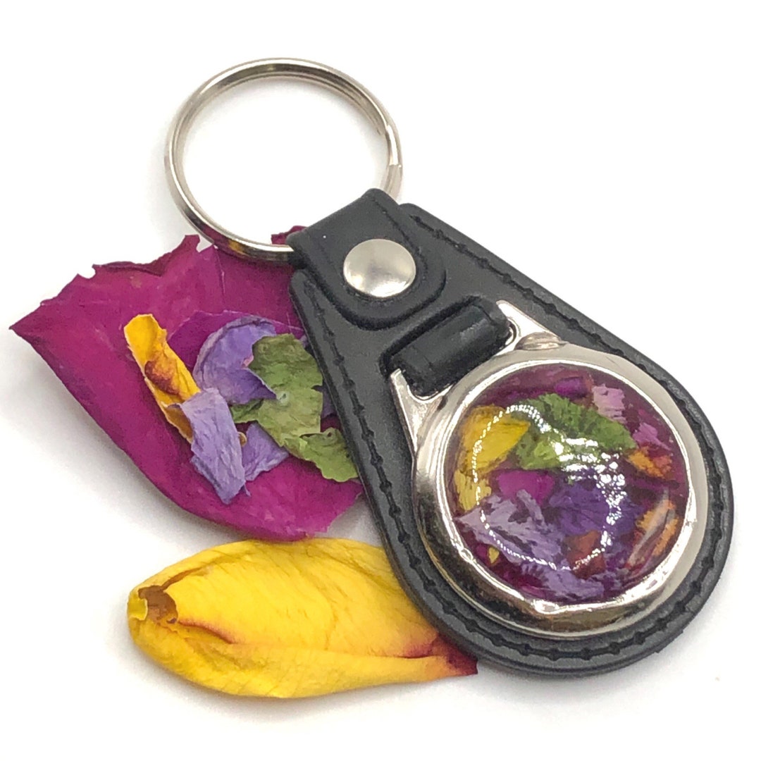 Genuine Leather Keychain Made With YOUR Dried Flowers, Funeral Casket ...
