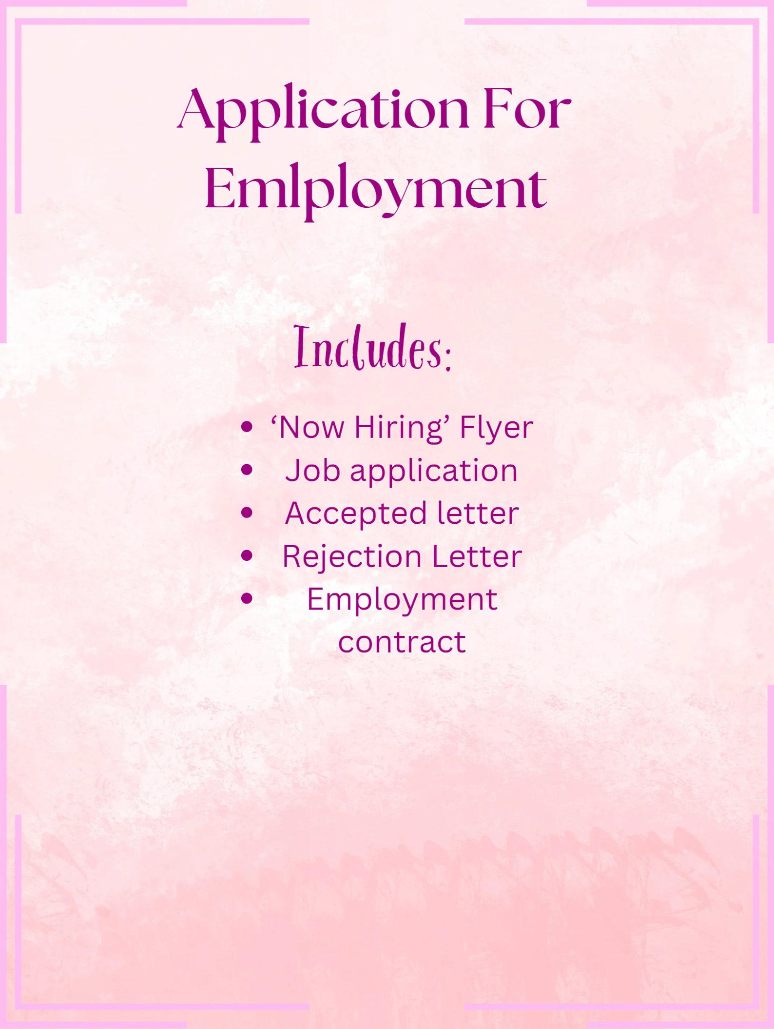 Editable Pink Job Application, Employee Application Form, Includes Now ...