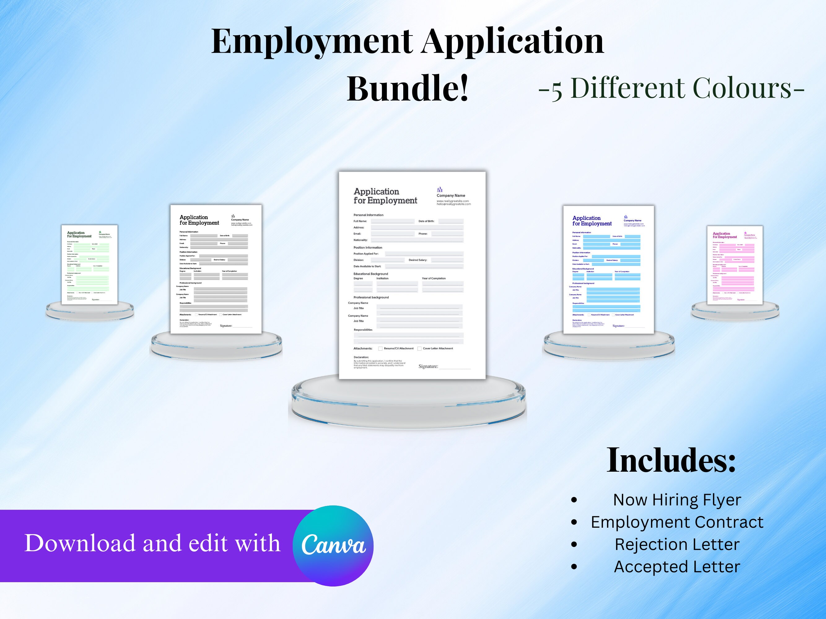 Employee Application Form Bundle, Job Application, Includes We're ...