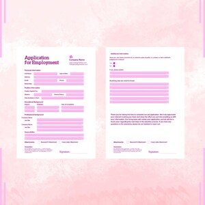 Editable Pink Job Application, Employee Application Form, Includes Now ...