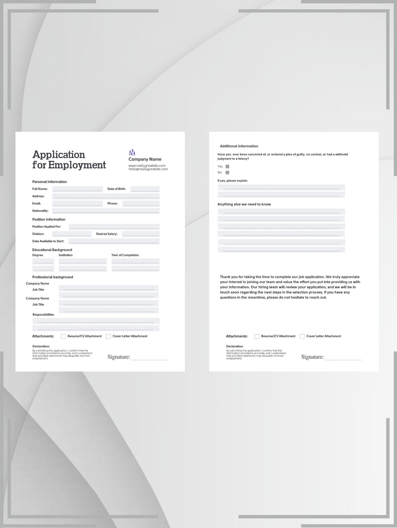 Job Application Editable, Printable Employee Application Form, Includes ...