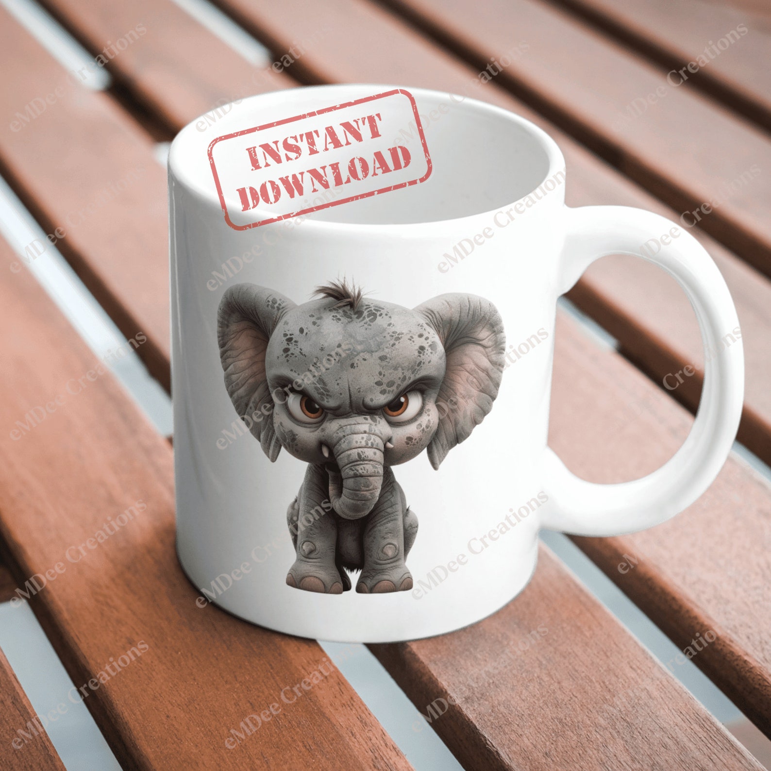 Angry Baby Elephant Clipart, 3 PNG, Grumpy Animal Graphics for DIY ...