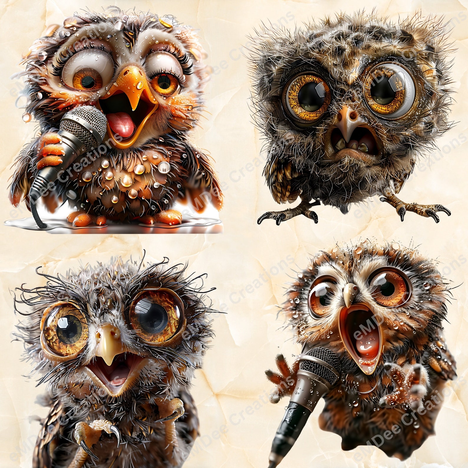 Quirky Owl Clipart Bundle: 45 Funny Bird PNG Graphics (digital Download ...