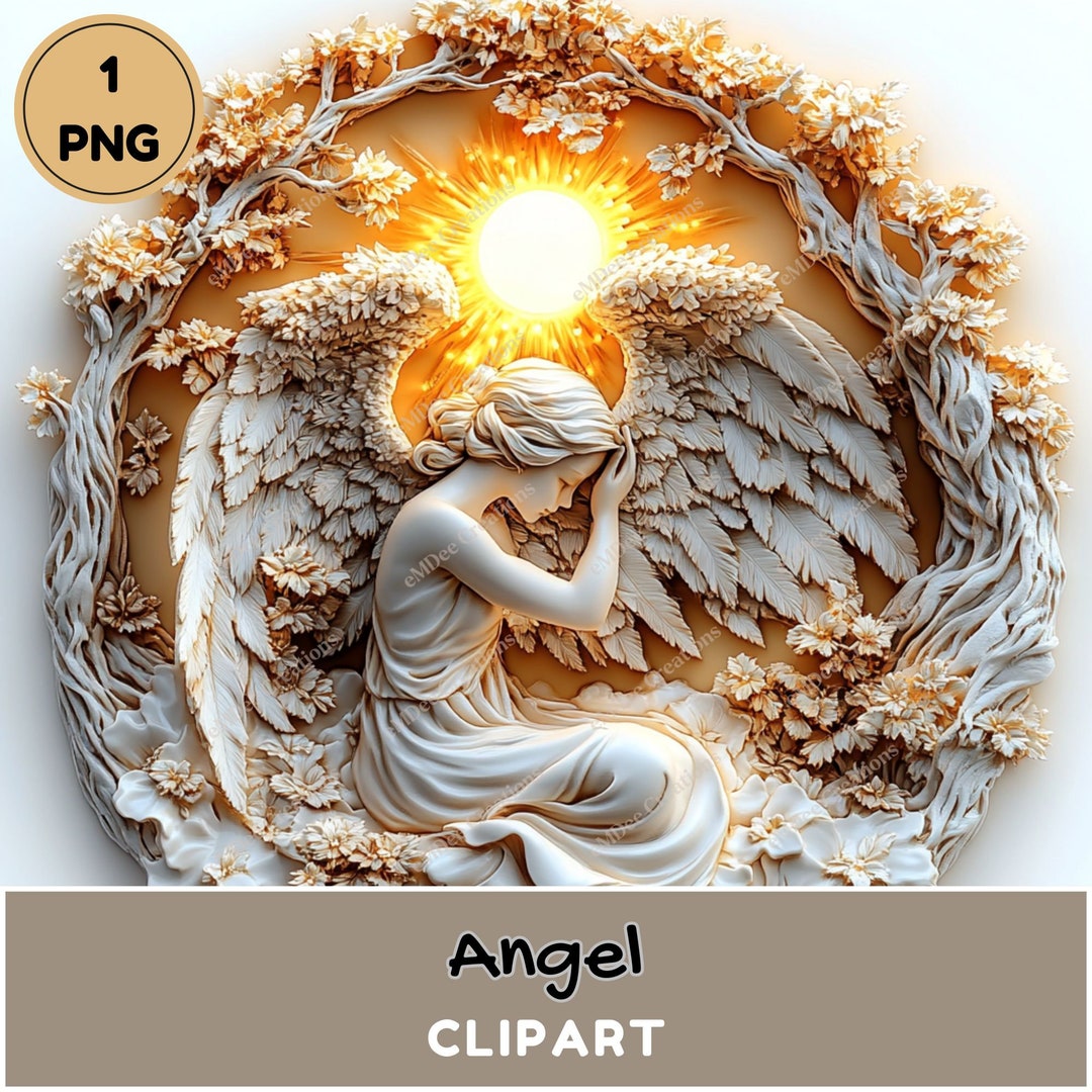 Tired Angel Clipart 1 PNG, 3D Round Sublimation Design Digital Download ...