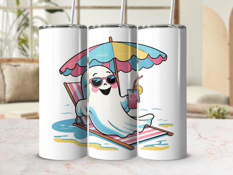Summer Ghost Clipart, 1 PNG, Retro Pastel Beach Day, Cute Ghost With ...