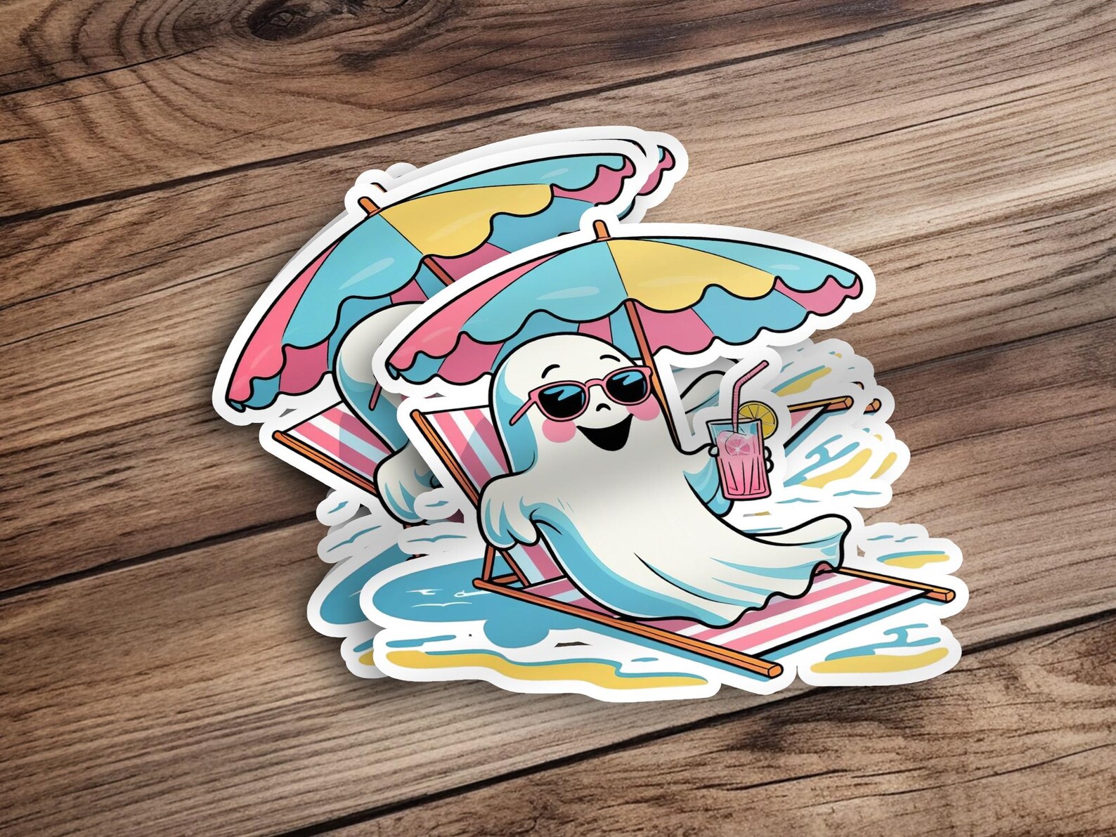 Summer Ghost Clipart, 1 PNG, Retro Pastel Beach Day, Cute Ghost With ...