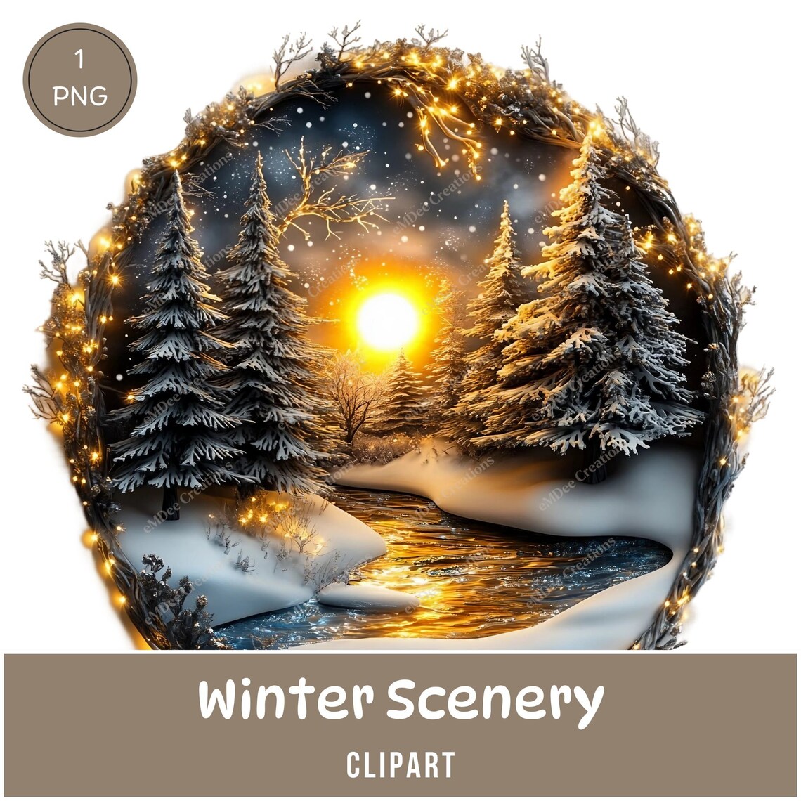 Winter Scenery Clipart, 1 PNG, Digital Download for Card Making ...