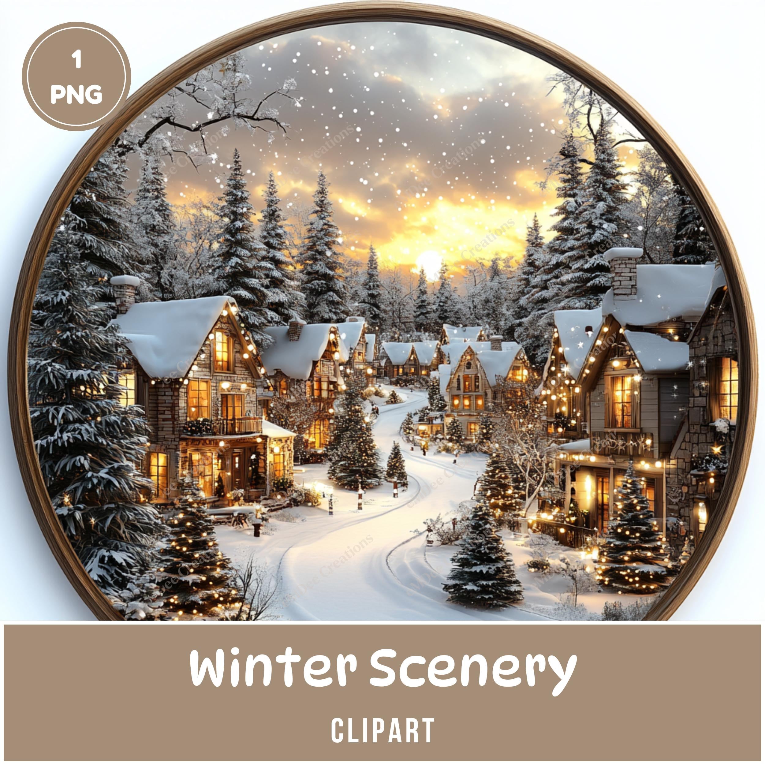 Winter Scenery Clipart, 1 PNG, Digital Download for Card Making ...
