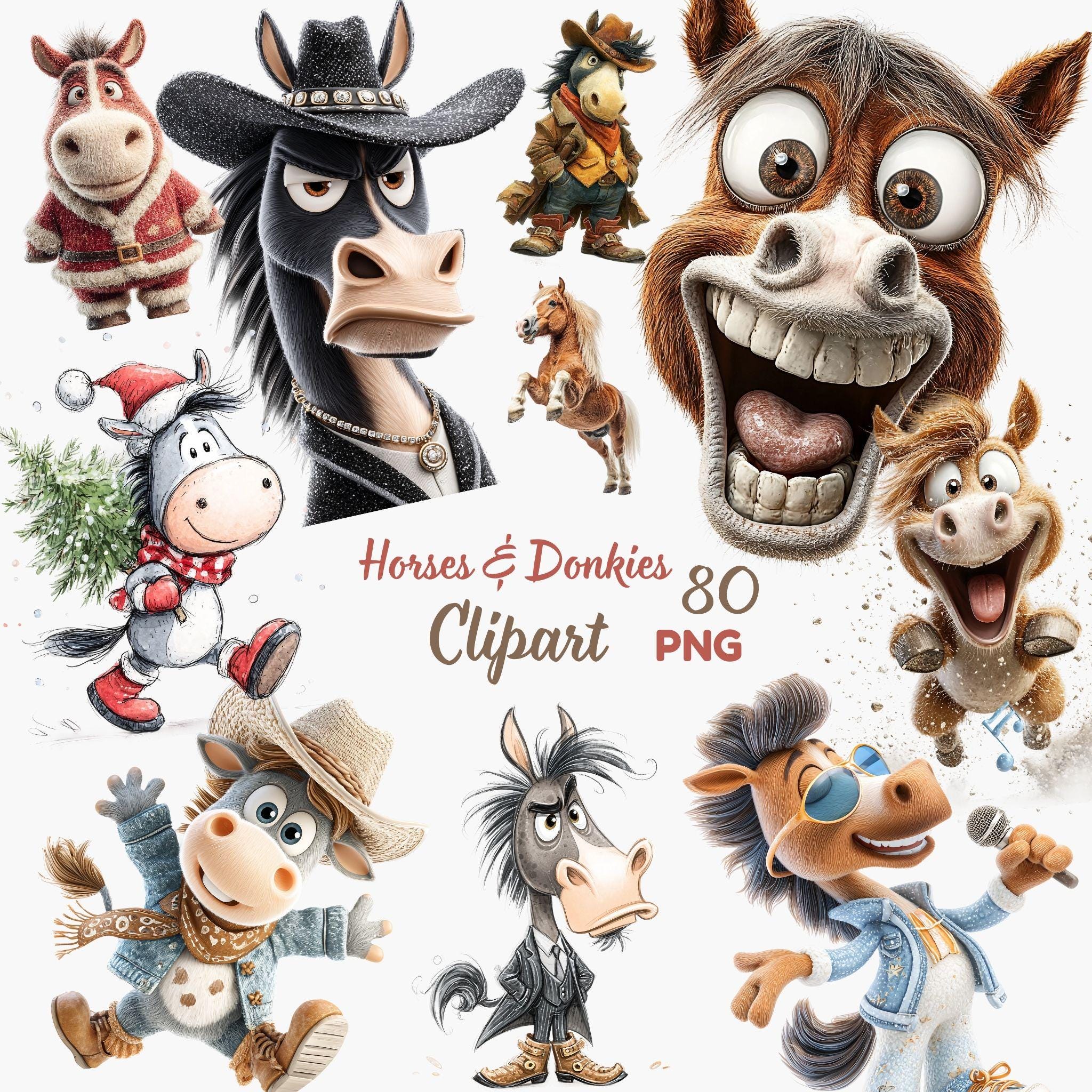 Quirky Clipart, Horses & Donkies, 80 PNG Bundle (digital Download) - Etsy