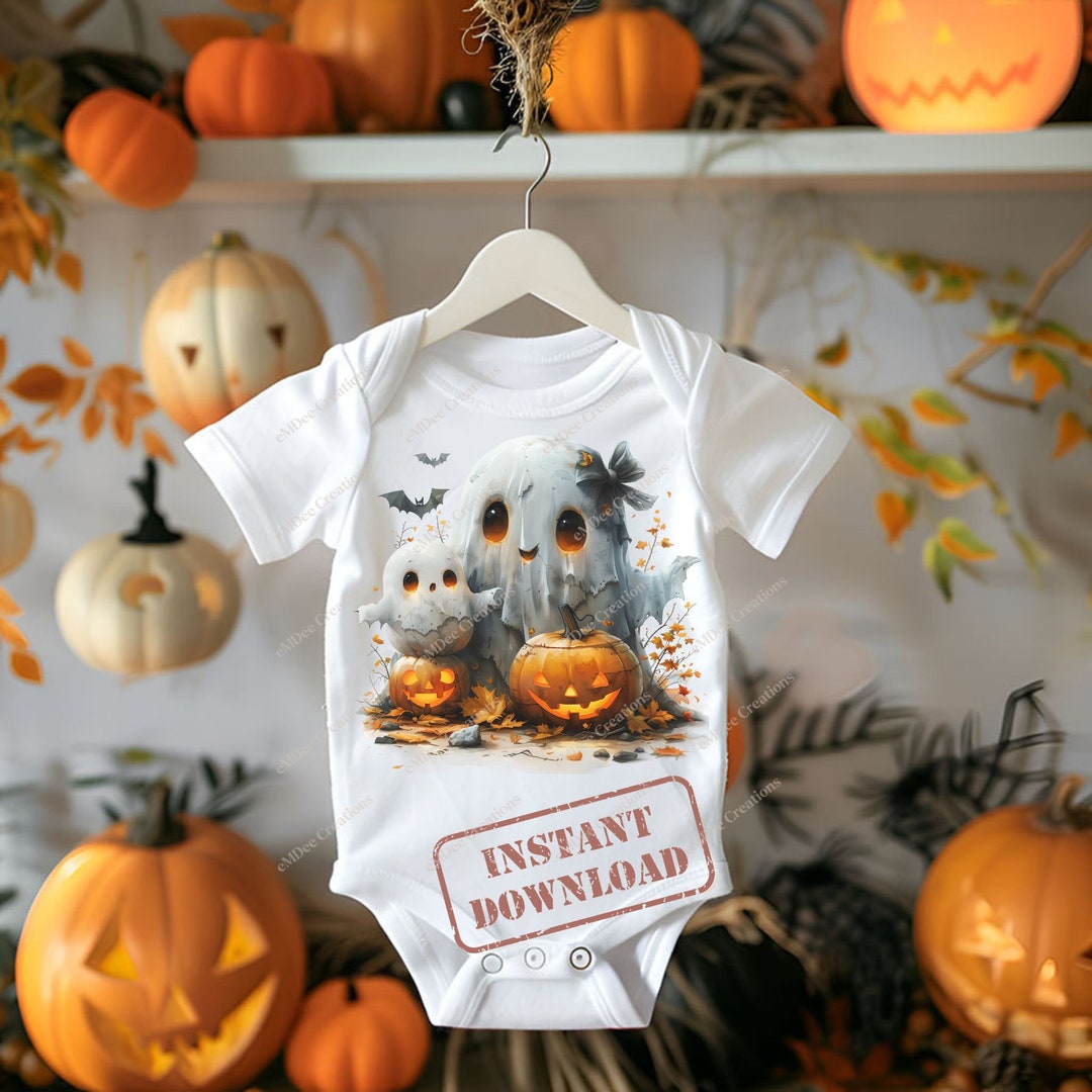 Cute Baby Ghost With Mama Clipart, Spooky Halloween Decor PNG, Ghost ...