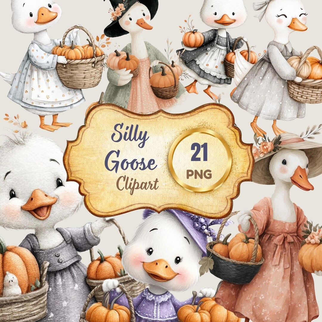 Silly Goose Clipart Bundle, 21 PNG, Watercolor Farm Animals - Etsy