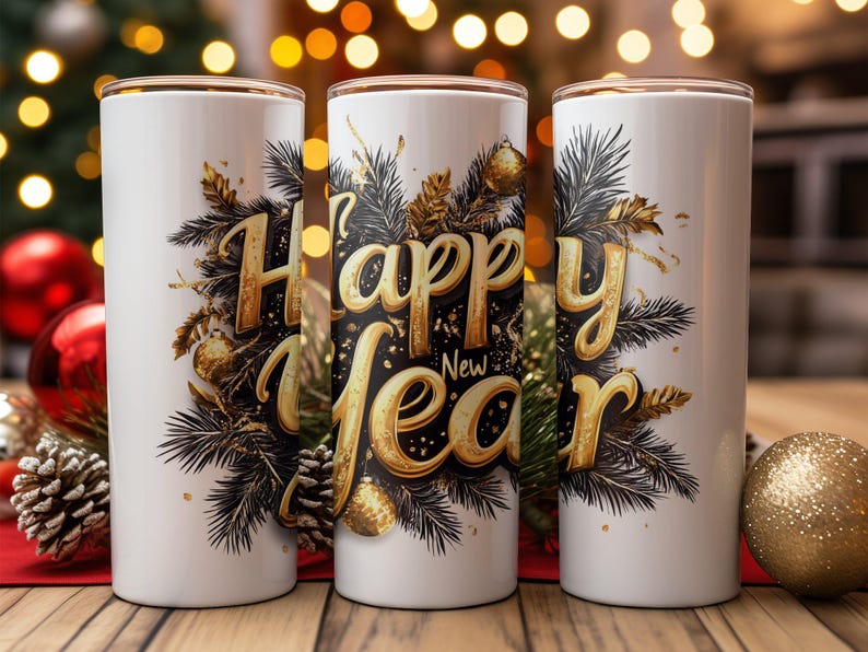 Happy New Year Clipart: Black and Gold PNG (digital Download) - Etsy