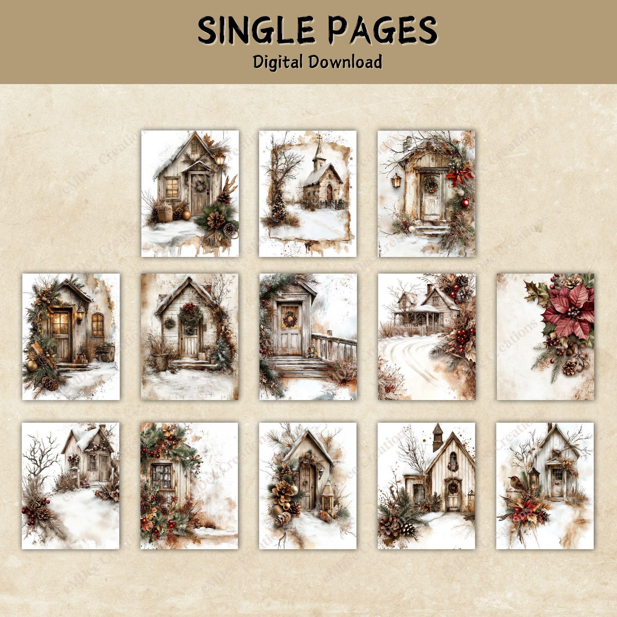 Rustic Christmas Digital Scrappy Paper, Collage Sheets, Junk Journal ...