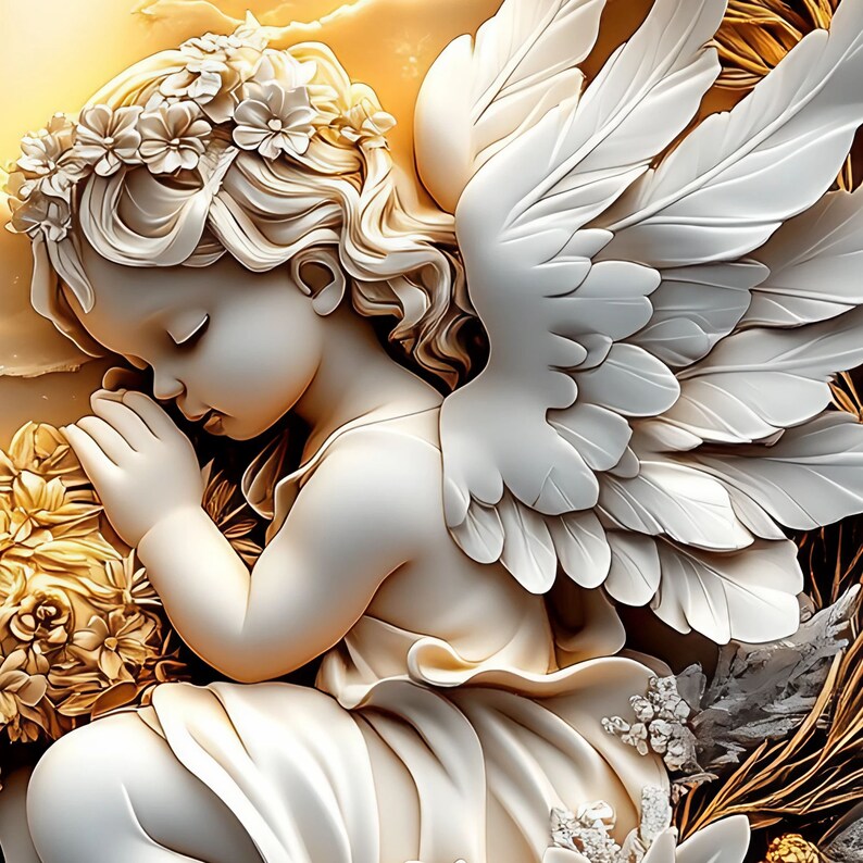 Sleeping Baby Angel Round Clipart 1 PNG, 3D Sublimation Design Digital ...