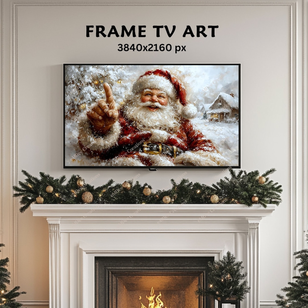 Santa Claus Frame TV Art, Christmas Oil Painting, 4K Screensaver ...