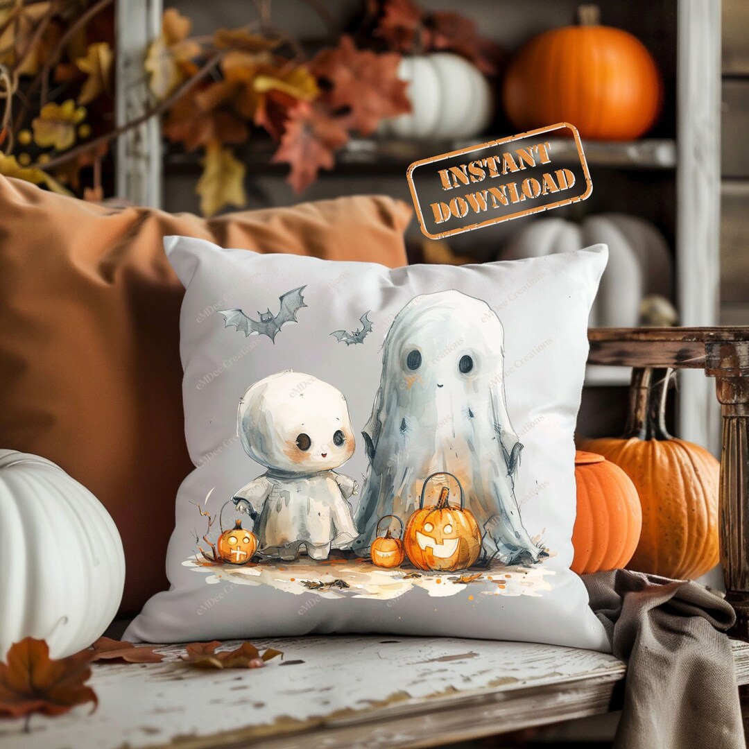 Cute Ghosts Watercolor Clipart, 1 PNG, Spooky Ghouls, Trick or Treat ...