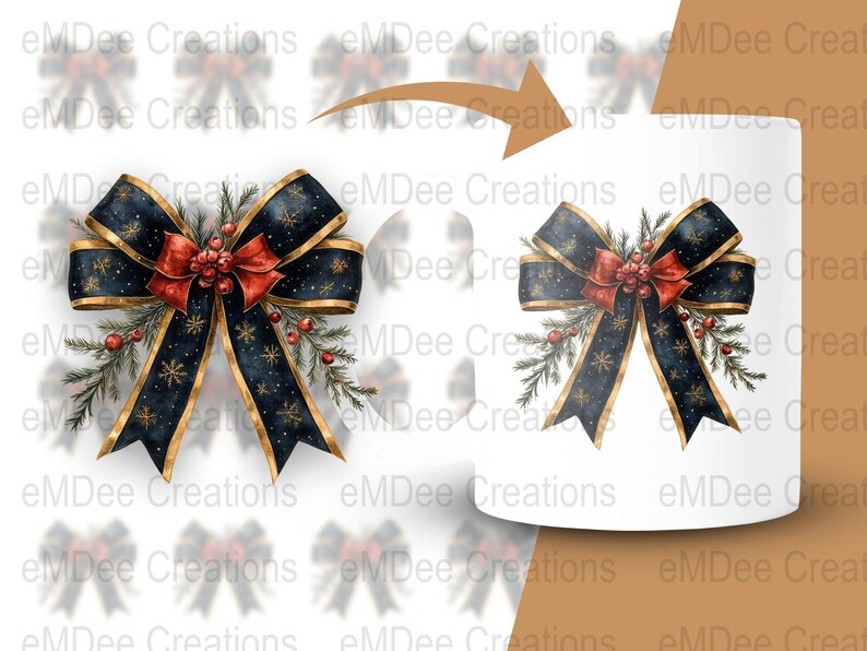 Black Christmas Bow Clipart,1 Png, Holiday Ribbon, Digital Download ...