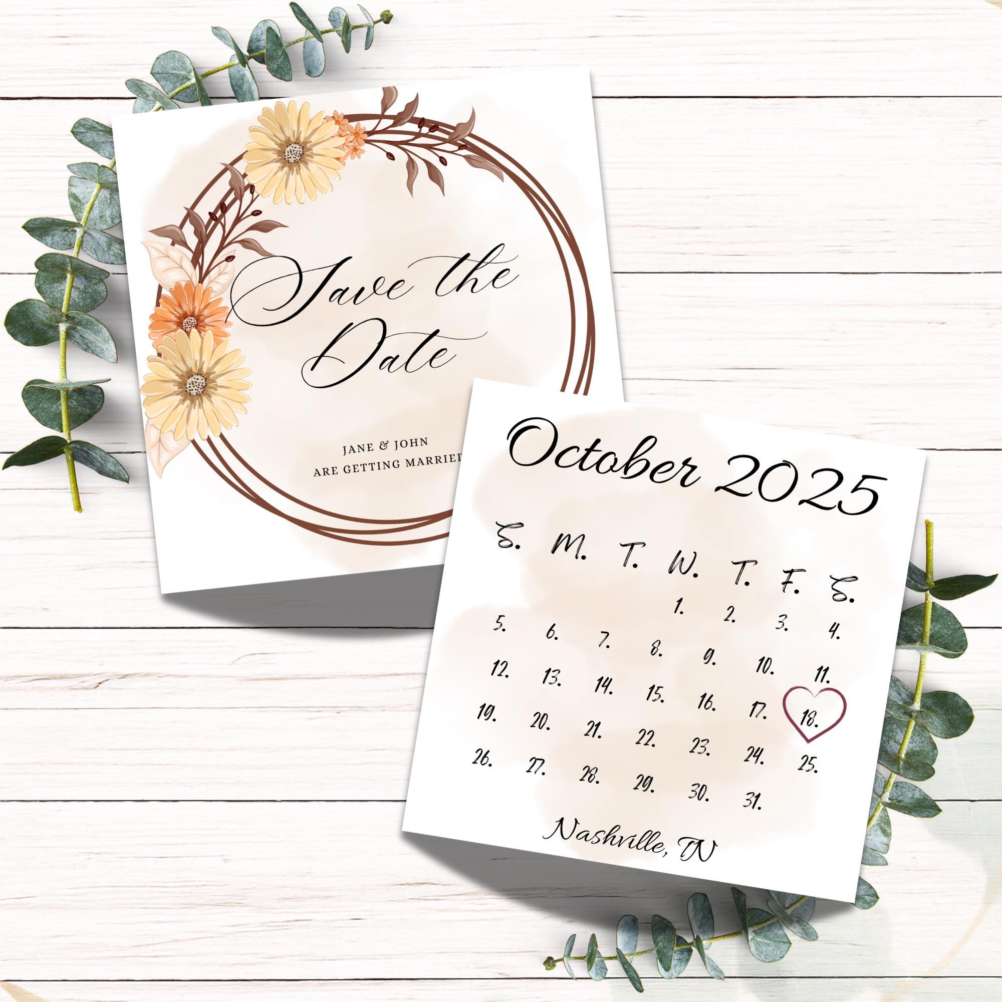 Editable Autumn Save the Date Template – October Wedding Canva ...