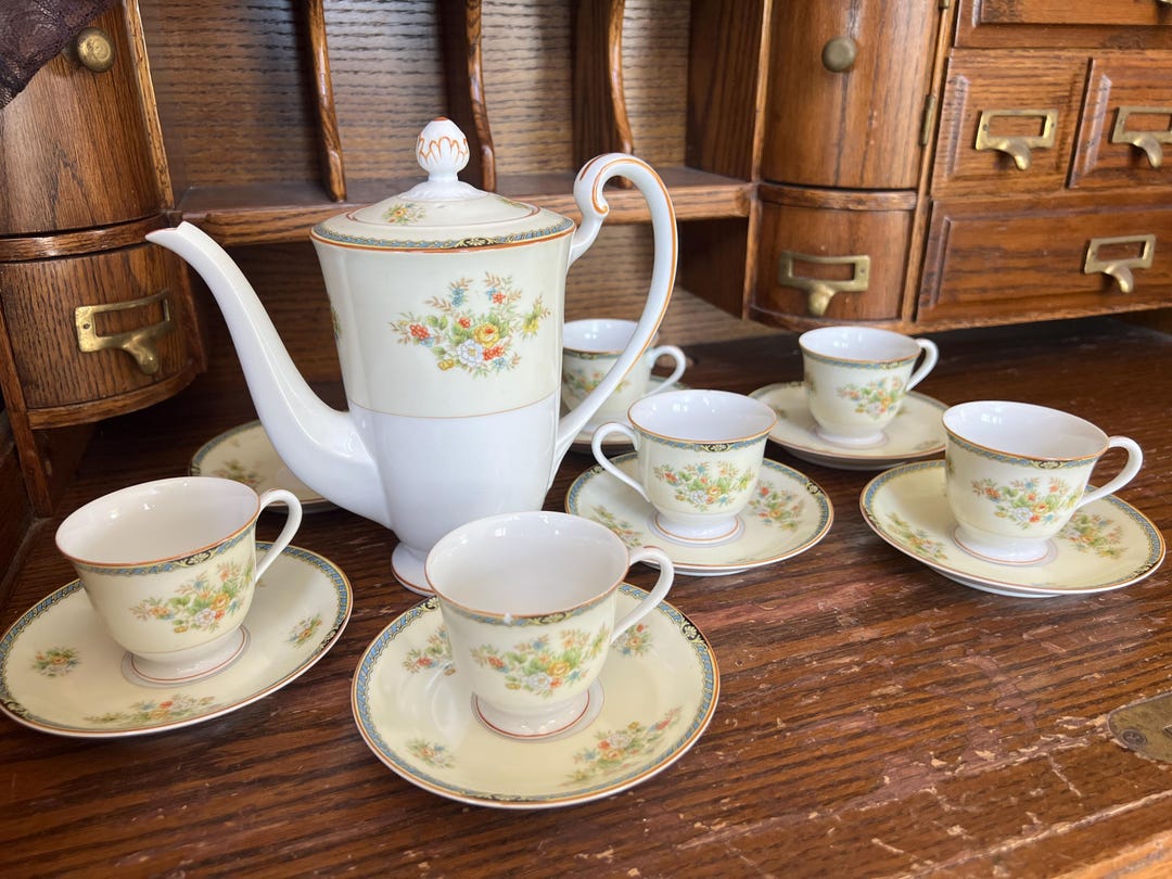Noritake Coffee Pot / Teapot, Teacups, and Saucer Set (one Missing Cup ...