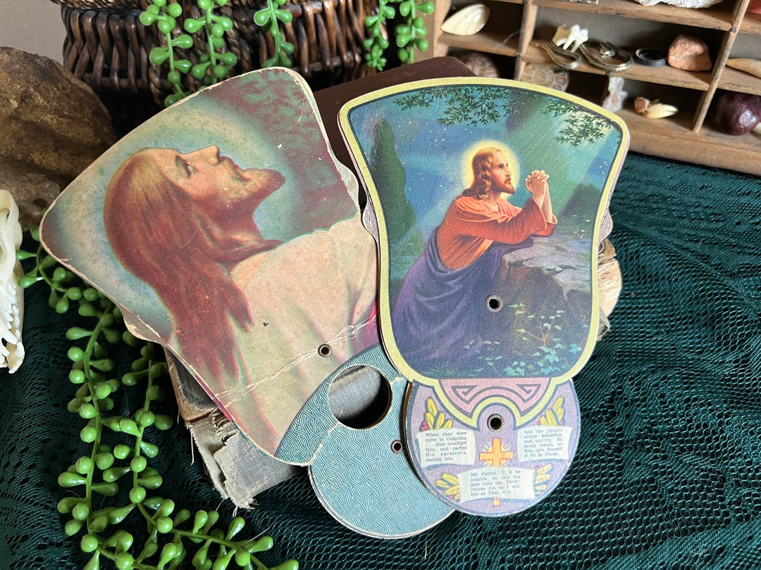 Pair of Vintage Church Hand Fans With Religious Jesus Art - Etsy