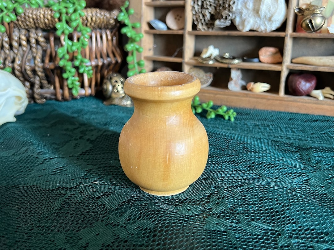 Small Wooden Vase Vintage Turned Wood - Etsy