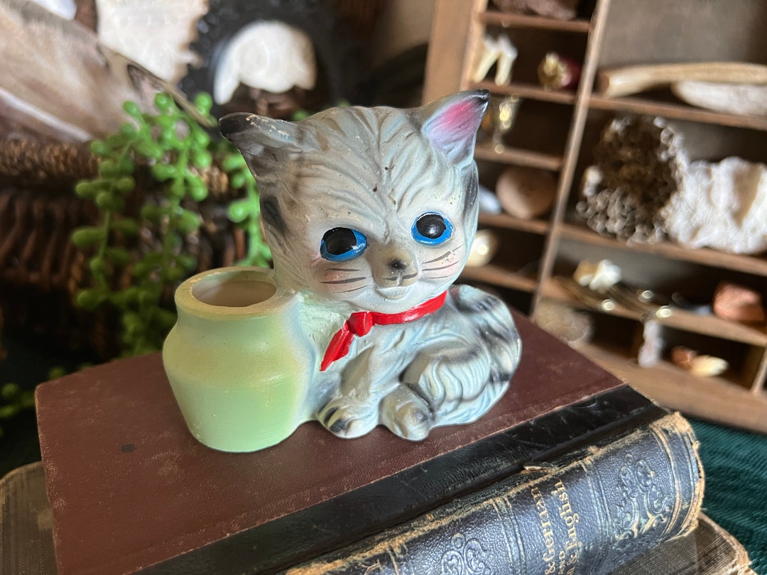 Vintage Ceramic Tabby Cat Planter Vase / Made in Japan - Etsy
