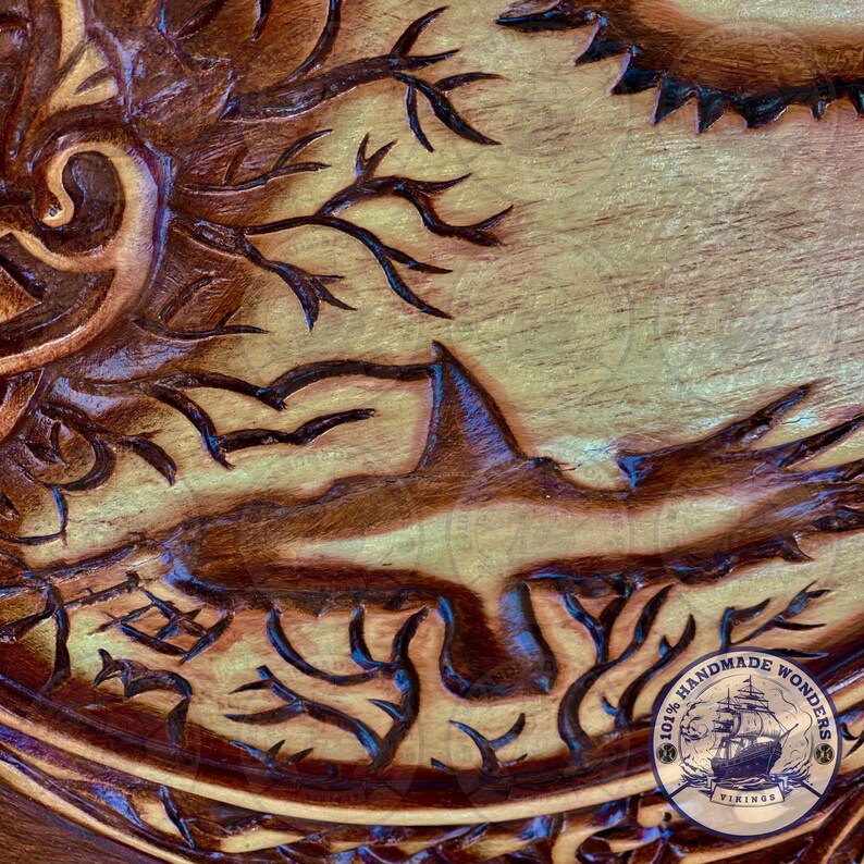 Odin's Ravens Viking Shield: Norse Mythology Wood Carving Wall Art - Etsy