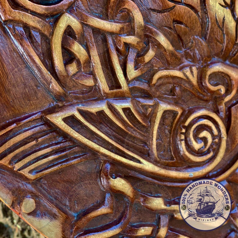 Odin's Ravens Viking Shield: Norse Mythology Wood Carving Wall Art - Etsy