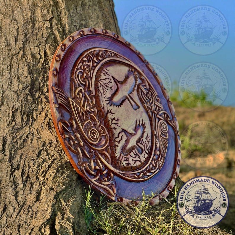Odin's Ravens Viking Shield: Norse Mythology Wood Carving Wall Art - Etsy