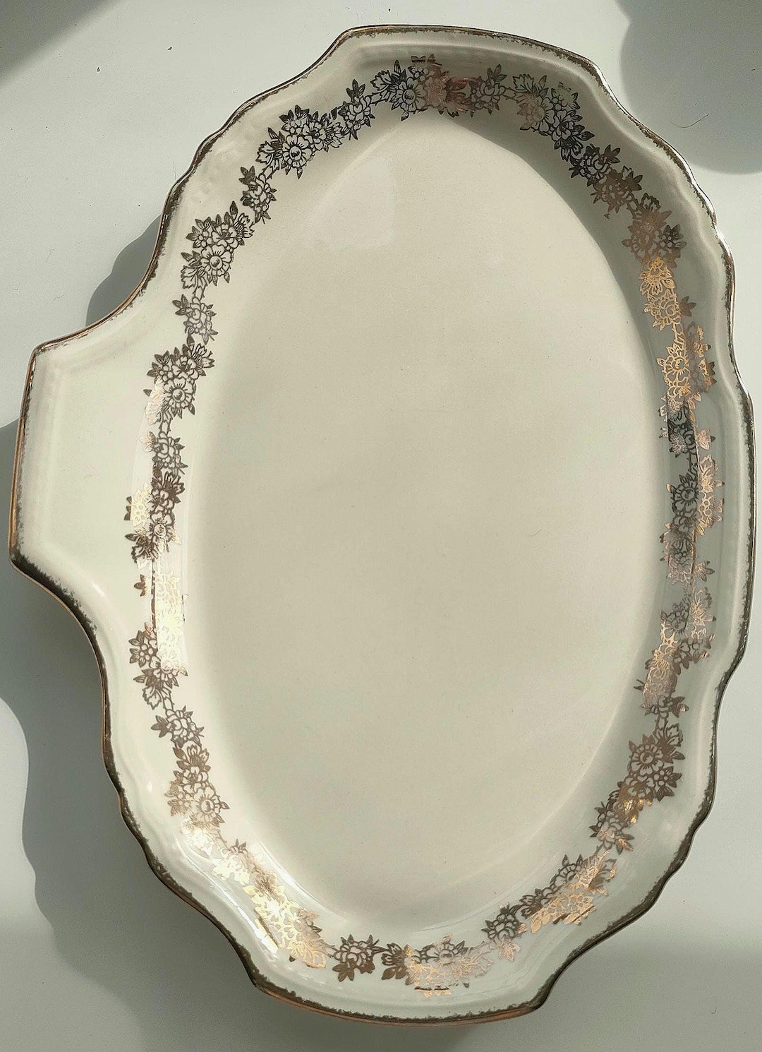 Vintage Alfred Meakin Serving Plate: Gold Etched Floral Bone China - Etsy