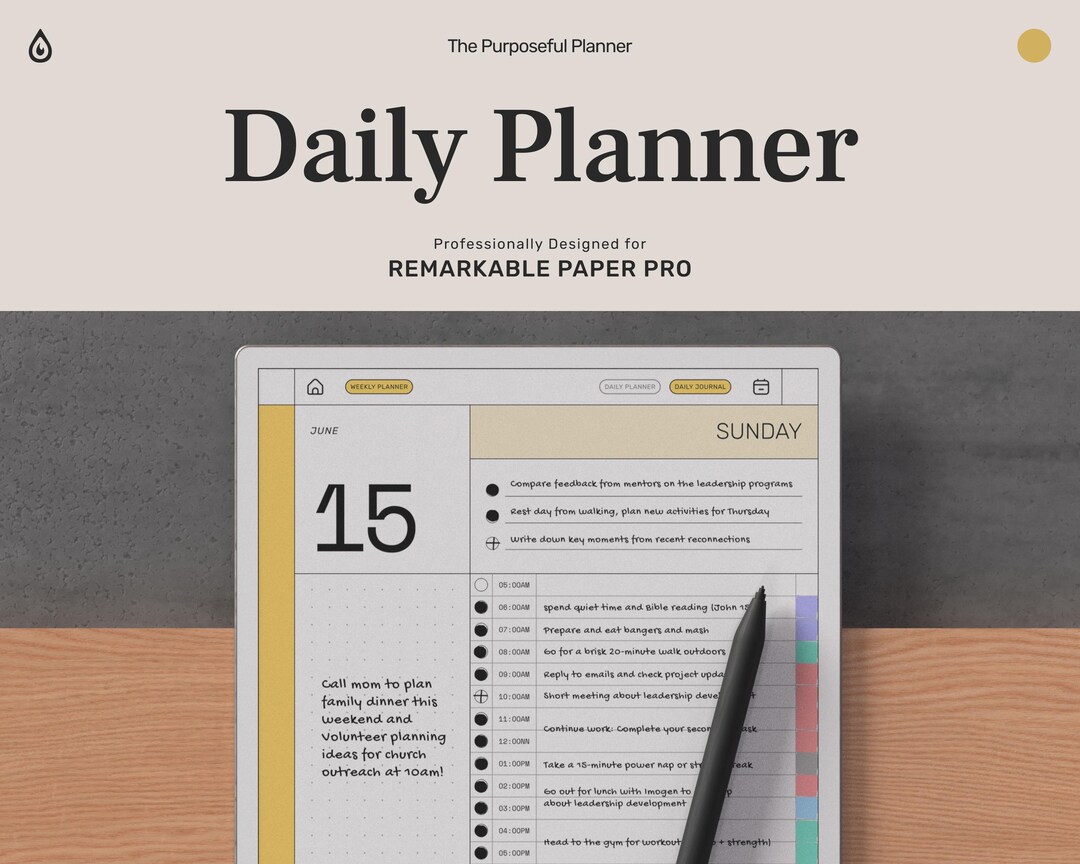 2025 Daily Planner PDF Template for Remarkable Paper Pro 2025 | the ...
