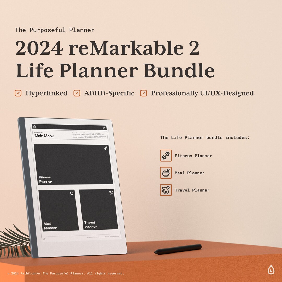 Remarkable 2 Bundle 2024, Life Planner, Fitness Planner, Meal Planner ...