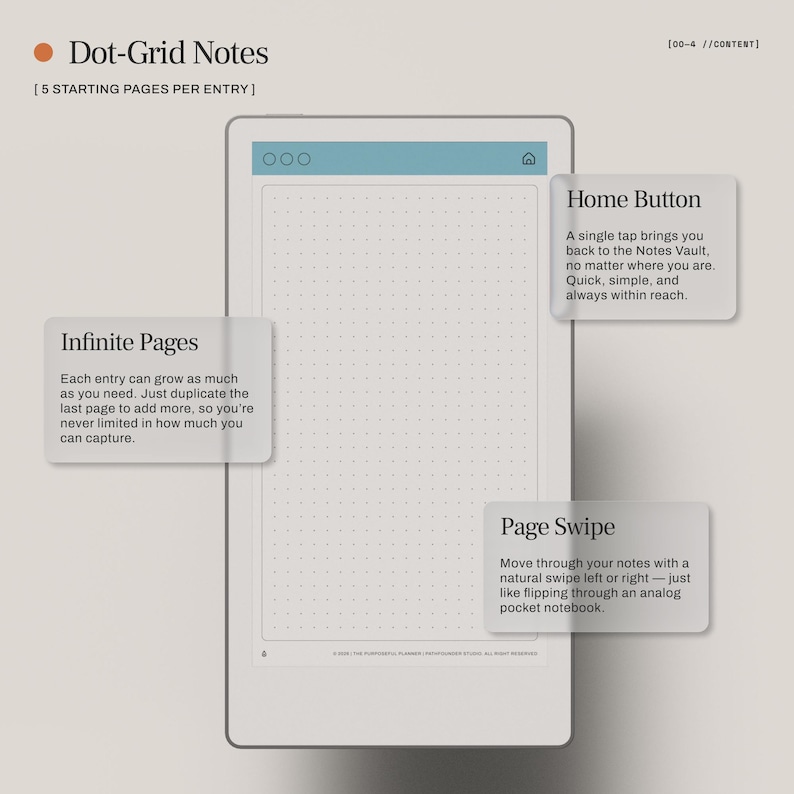 Dot Grid Colored Notebook for Remarkable Paper Pro Move | Digital ...