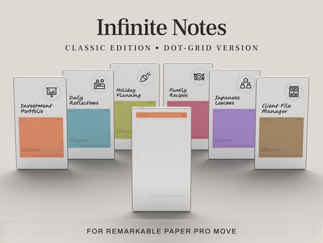 Dot Grid Colored Notebook for Remarkable Paper Pro Move | Digital ...