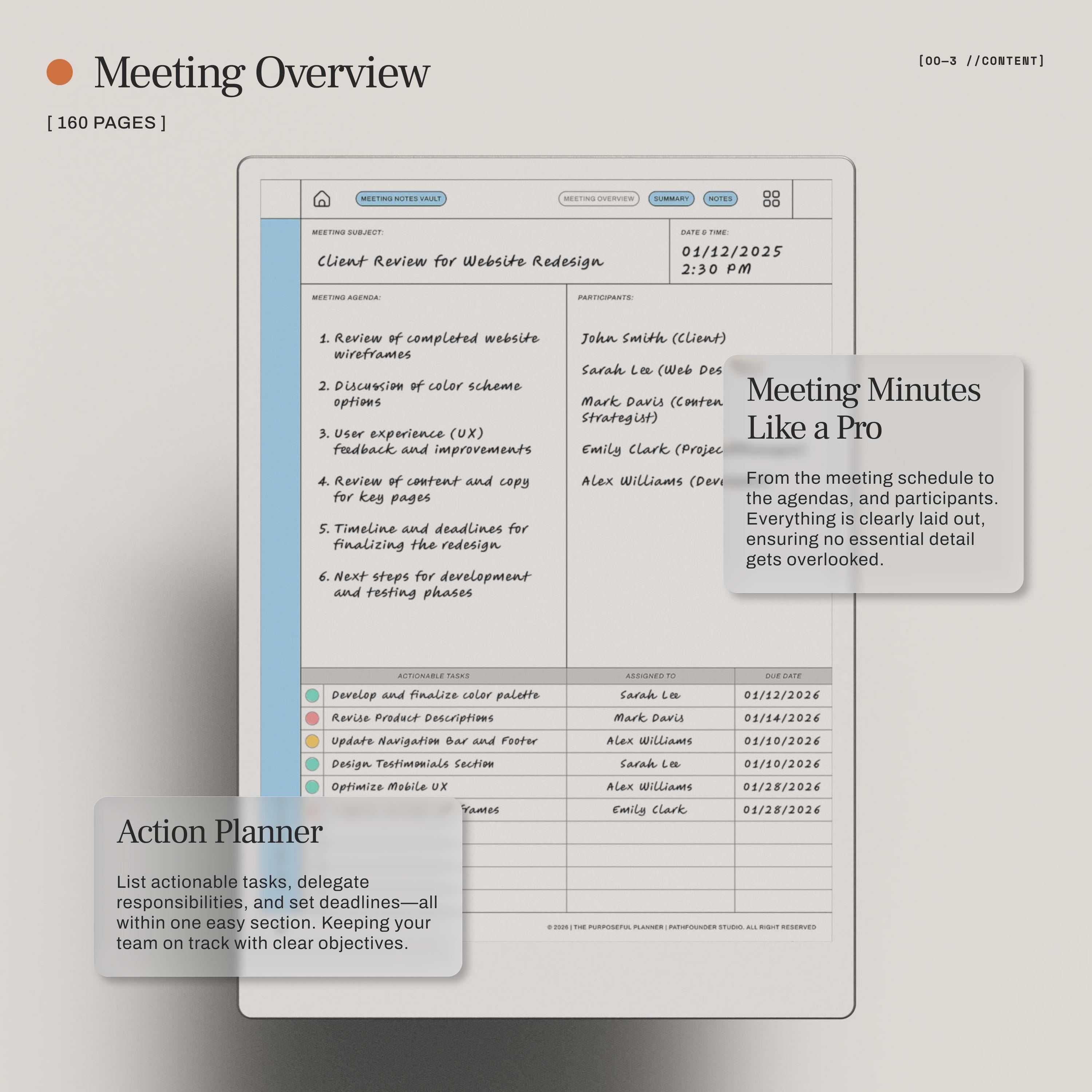 Meeting Notes for Remarkable Paper Pro | Hyperlinked Meeting Minutes ...