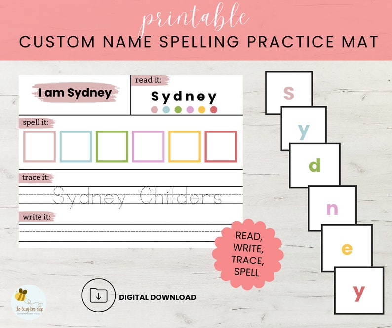 Printable Custom Name Spelling Practice Mat - Etsy Australia