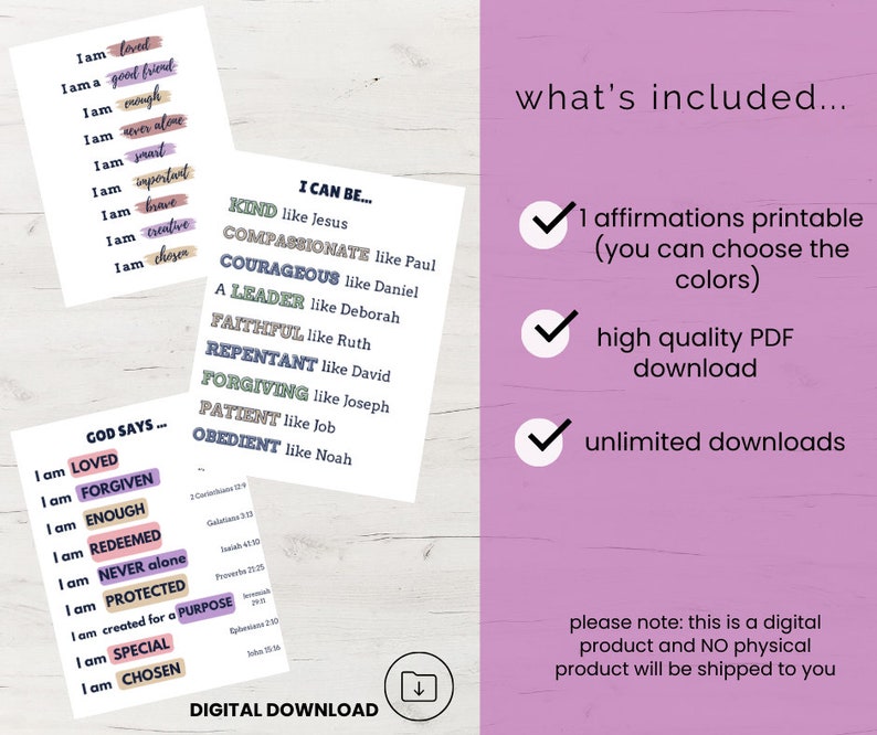 Printable Biblical Affirmations - Etsy