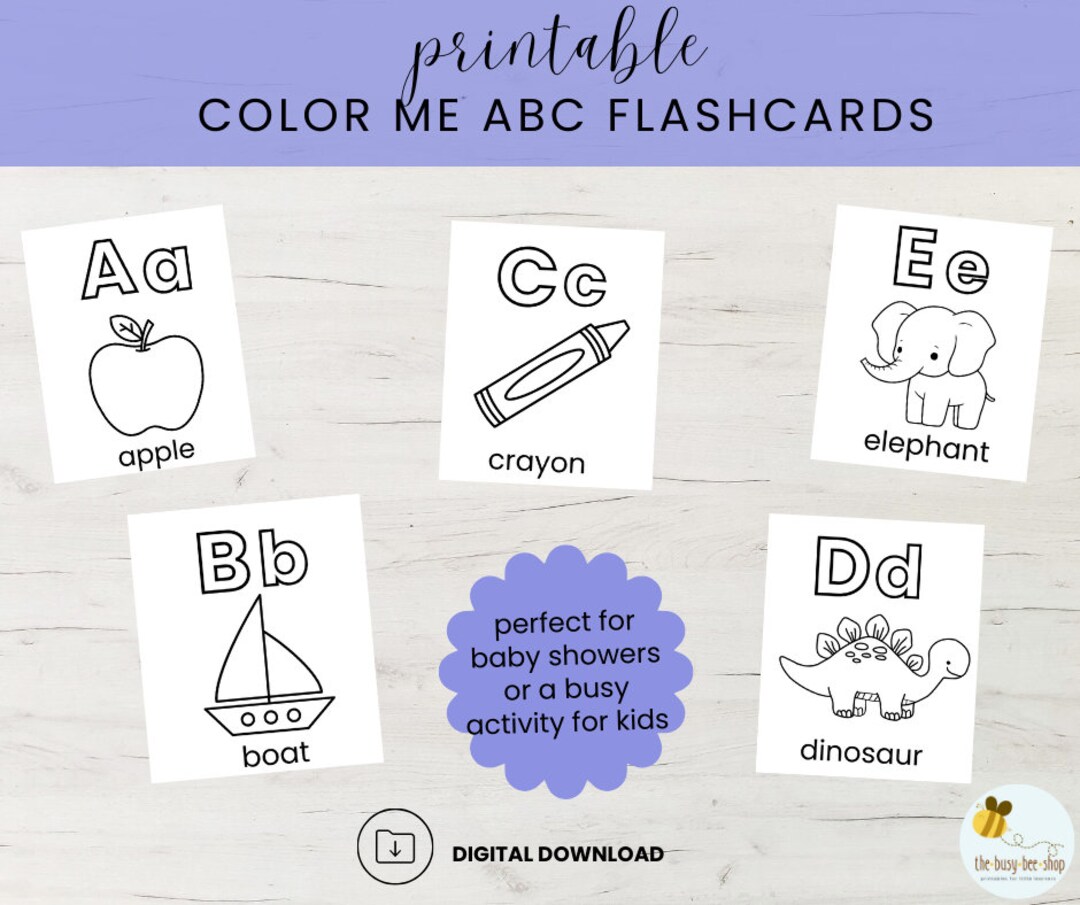 Color Me ABC Flashcards Printable - Etsy