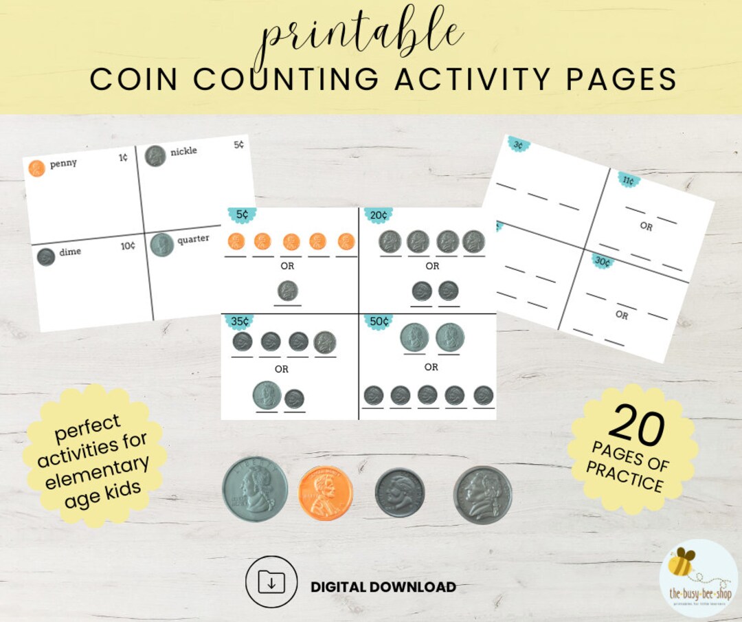 Printable Coin Counting Activity - Etsy
