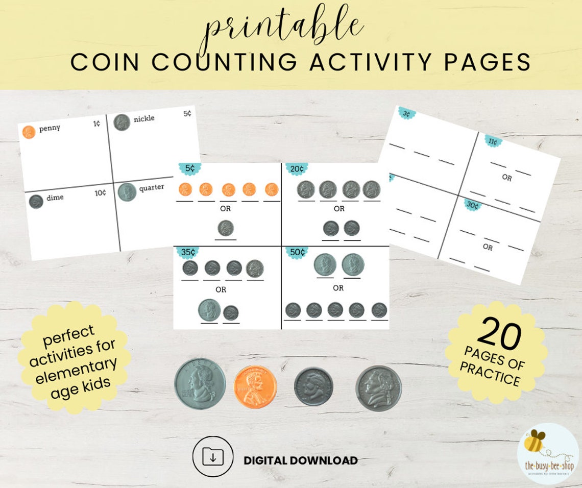 Printable Coin Counting Activity - Etsy