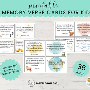 Printable Memory Verse Cards for Kids - Etsy