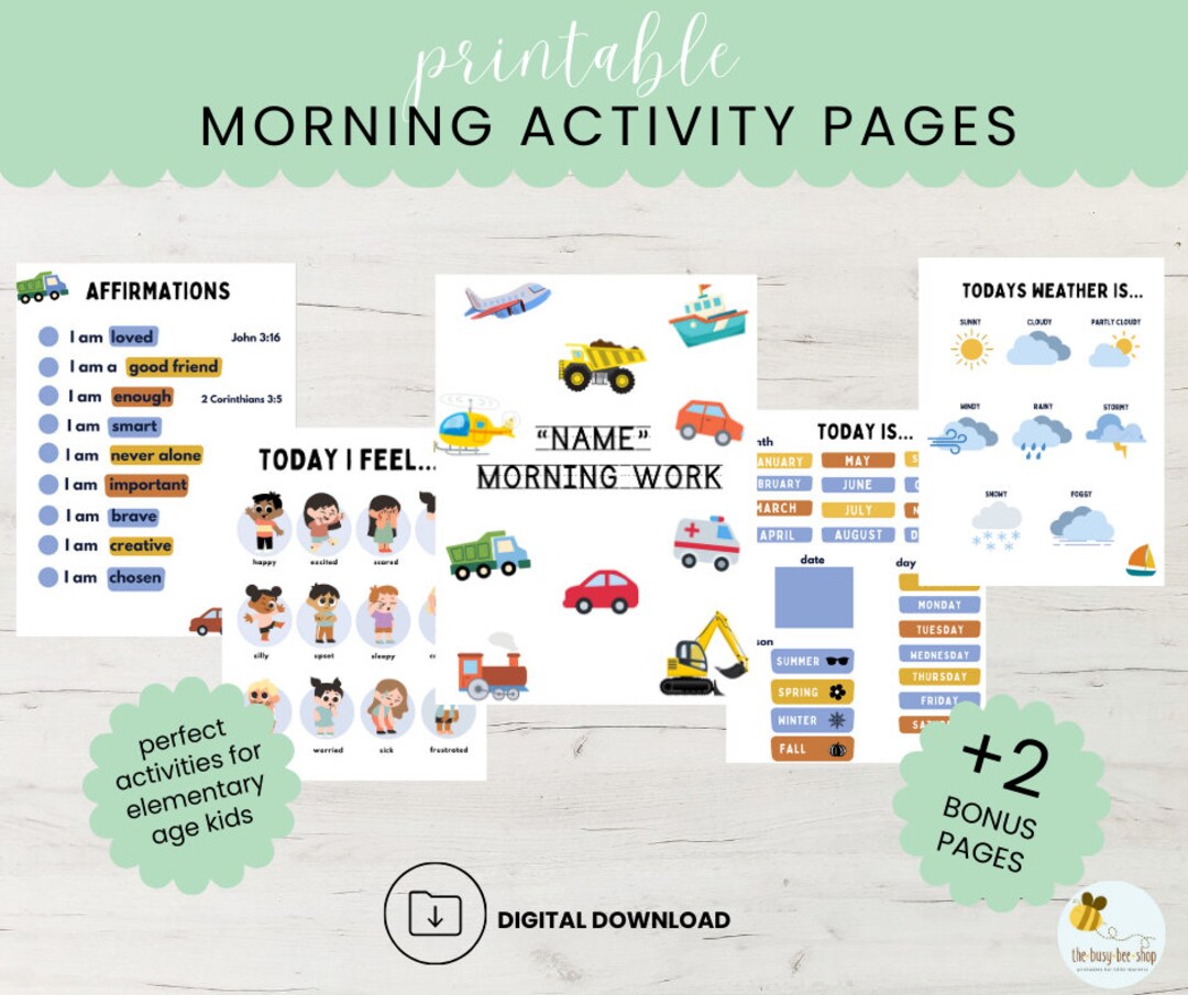 Trucks Morning Work Packet - Etsy