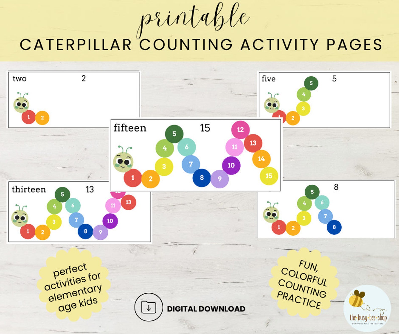 Printable Caterpillar Counting Activity - Etsy
