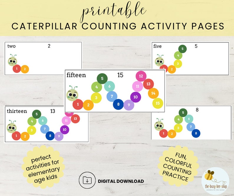 Printable Caterpillar Counting Activity - Etsy