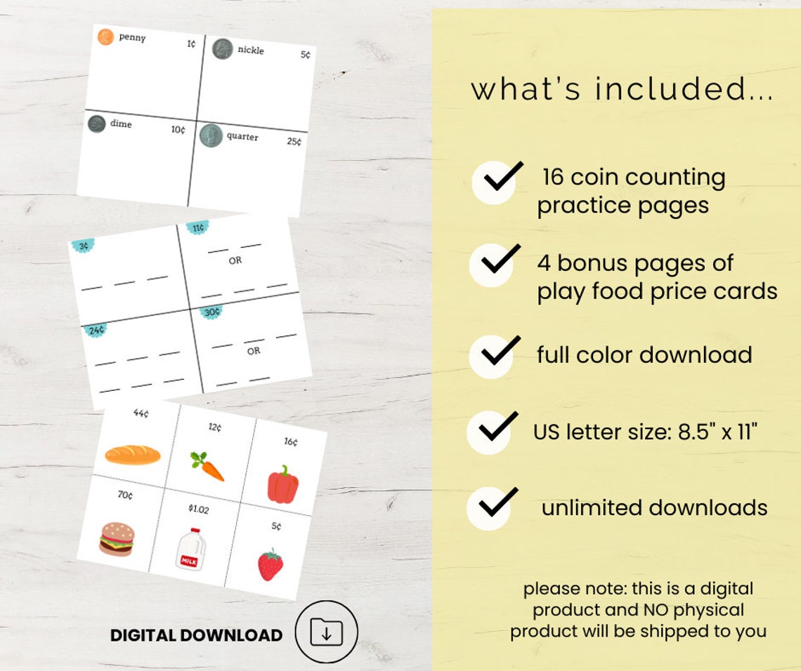 Printable Coin Counting Activity - Etsy